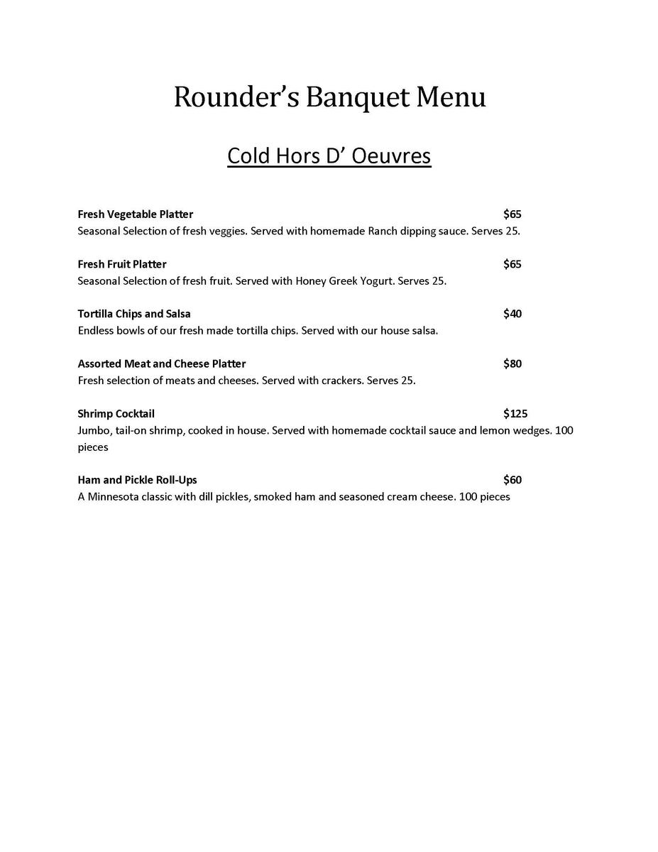 Banquet Menu - 418 Room